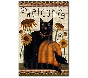 COURTSIDE MARKET Fall Black Cat 12' X 18' Canva S Wall Art - One-color