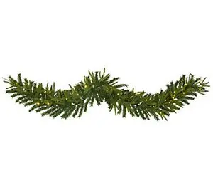 NEARLY NATURAL 6' Green Pine Christmas Garland W/35 Lights By - One-color