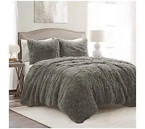 LUSH DECOR Emma Faux Fur Oversized 3-pc F/q Duvet Set L Ush Decor - One-color