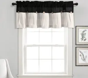 LUSH DECOR Linen Button Valance 52' X 18' + 2' Lush Dec Or - One-color