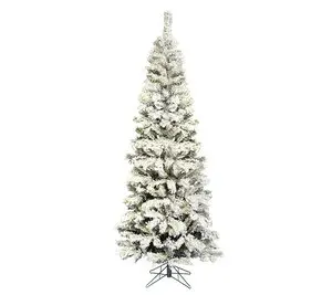 VICKERMAN 6.5' Flocked Pacific Artificial Chris Tmas Tree,unlit - One-color