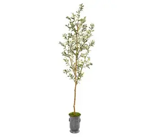 NEARLY NATURAL 7.5' Olive Tree In Decorative Pl Anter - One-color