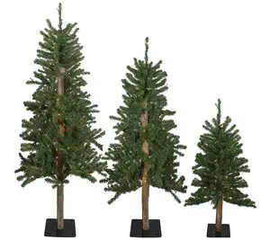 NORTHLIGHT Set Of 3 Prelit Slim Alpine Christma Trees - One-color