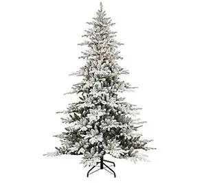 PULEO INTERNATIONAL Puleo 6.5 Ft Pre-lit Flocked Utah Fir Tree, 156 9 Pe/pvc Tips - One-color