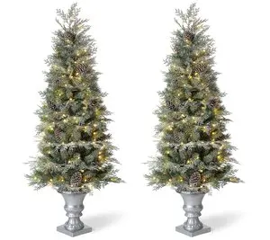 GLITZHOME 5ft Pre-lit Pinecone Artificial Christmas Porch Tree - One-color