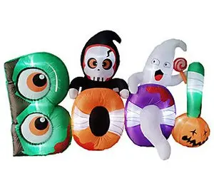 HAUNTED HILL FARM 8'h Inflatable Pre-lit Boo Si N - One-color