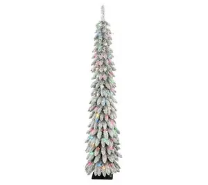 PULEO INTERNATIONAL Puleo 6' Prelit Flocked Alpine Pencil Tree, 261 Tips - One-color