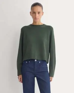 Everlane Cashmere Boxy Crew Neck Sweater - Dark Forest