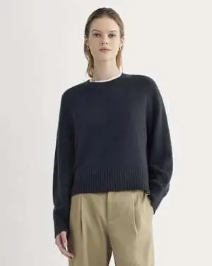 Everlane Cashmere Boxy Crew Neck Sweater - Navy