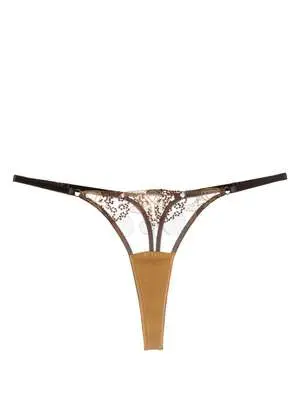 IHUOMA Divine Feminine Embroidery Thong - Brown