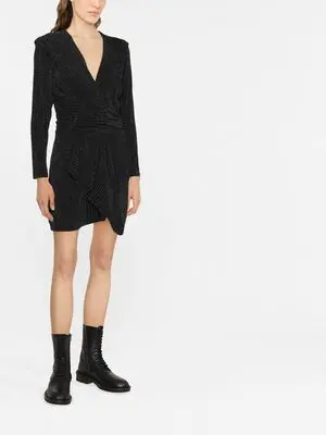 IRO PARIS Gathered Effect V-neck Long Sleeve Dress