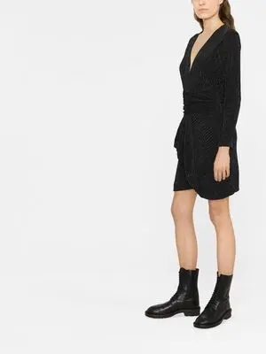 IRO PARIS Gathered Effect V-neck Long Sleeve Dress