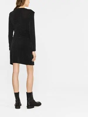 IRO PARIS Gathered Effect V-neck Long Sleeve Dress
