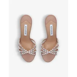 AQUAZZURA Tequila Embellished Heeled Sandals - Pale Pink