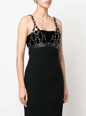 Roberto Cavalli Leather Harness Cropped Top