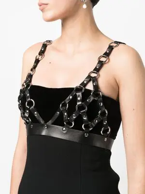 Roberto Cavalli Leather Harness Cropped Top