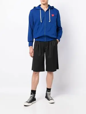 Play Comme Des Garcon Logo-embroidered Zip Hoodie