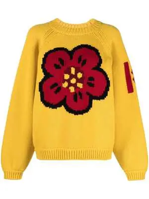 Kenzo Floral-print Wide-sleeved Jumper - Yellow