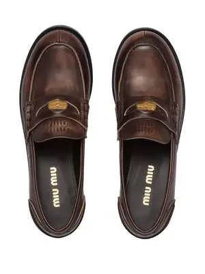 Miu Miu Leather Penny Loafers