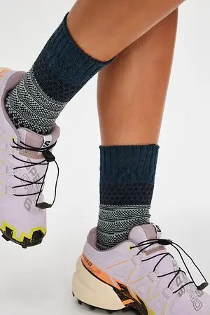 Smartwool Popcorn Cable Crew Socks - Frosty Green