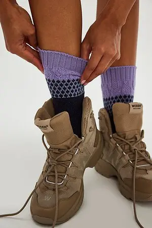 Smartwool Popcorn Cable Crew Socks - Ultra Violet