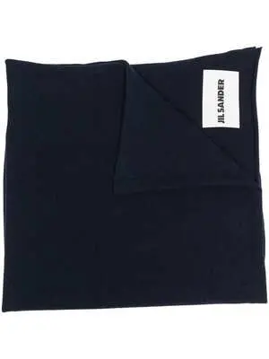 JIL SANDER Logo-patch Cashmere Scarf - Blue