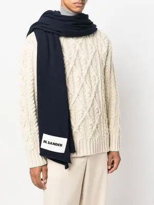 JIL SANDER Logo-patch Cashmere Scarf