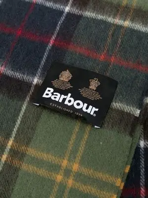 Barbour Logo-patch Check Pattern Scarf - Green