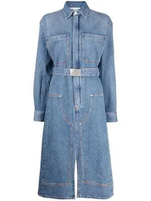 Stella McCartney Belted Denim Shirt Dress - Blue