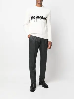 John Richmond Intarsia-knit Logo Jumper