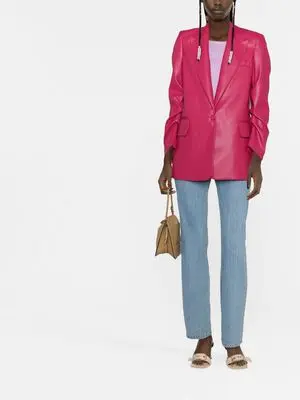 BLANCA VITA Faux-leather Single-breasted Blazer - Pink