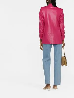 BLANCA VITA Faux-leather Single-breasted Blazer - Pink