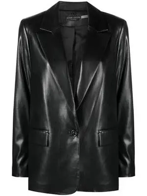 Alice + Olivia Faux Leather Blazer - Black