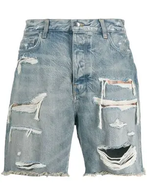 Amiri Distressed Knee-length Denim Shorts