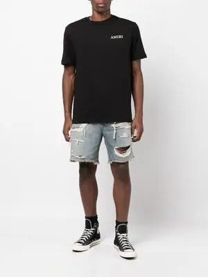 Amiri Distressed Knee-length Denim Shorts