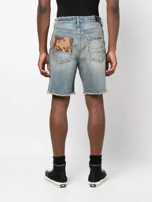 Amiri Distressed Knee-length Denim Shorts
