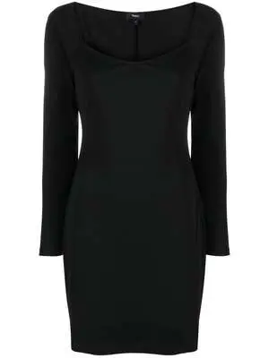 Theory Long-sleeved Sweetheart Neck Mini Dress