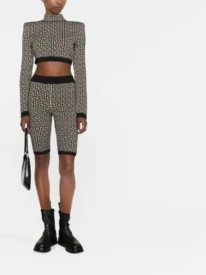 Balmain Monogram-print Knitted Shorts
