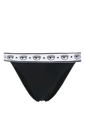 CHIARA FERRAGNI Logo-waistband Bikini Bottoms - Black