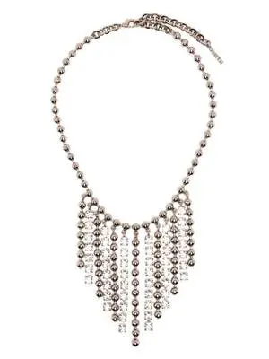 Alessandra Rich Crystal-embellished Drop Necklace - Silver