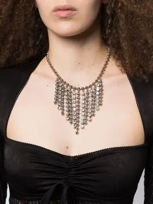 Alessandra Rich Crystal-embellished Drop Necklace