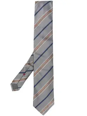 Brunello Cucinelli Striped Silk Necktie - Grey