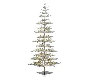 GLITZHOME 9' Deluxe Pre-lit Flocked Artificial Istmas Tree - One-color
