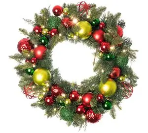 VILLAGE LIGHTING CO. Village Lighting 30' Prelit Led Wreath Festiv E Holiday - One-color