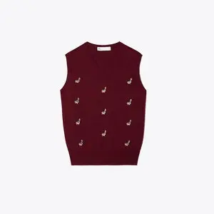 Tory Burch Cashmere Birdie Sweater Vest Winetasting