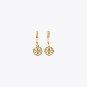 Tory Burch Icon Pavé Hoop Earrings - Tory Gold/crystal
