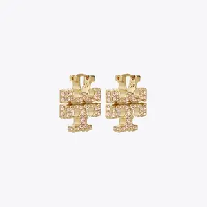 Tory Burch Icon Pavé Hoop Earrings - Tory Gold/pink