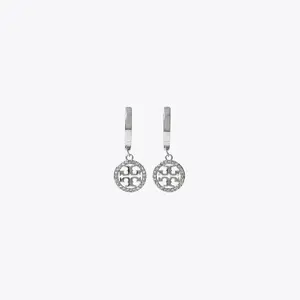 Tory Burch Icon Pavé Hoop Earrings - Tory Silver/crystal