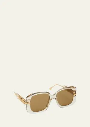 Fendi Oversized Logo Square Sunglasses Beige Brown