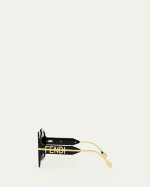 Fendi Oversized Logo Square Sunglasses - Shiny Black Gray